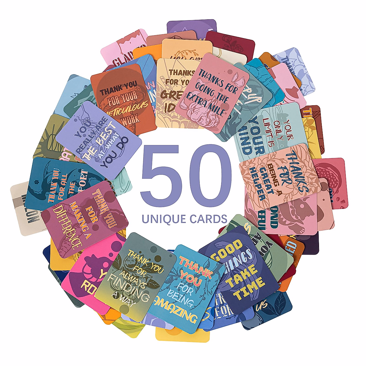 HOMANGA 50 Unique Motivational Cards for Employees, Gratitude, Employee Appreciation Cards, Kindness Thank You Notes for Coworkers, Affirmations Cards for Employees, Coworkers, Teachers, Boss