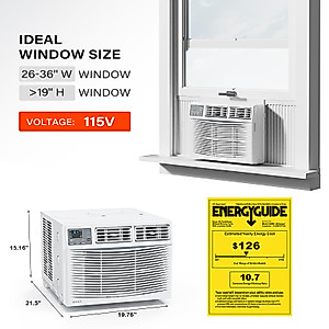 ROVSUN Smart 14000 BTU Window Air Conditioner with WiFi, Energy Saving Window AC Unit with Remote & App Control & Timer Function & Easy Install Kit, for Rooms up to 700 Square Feet, 115V/60Hz, White