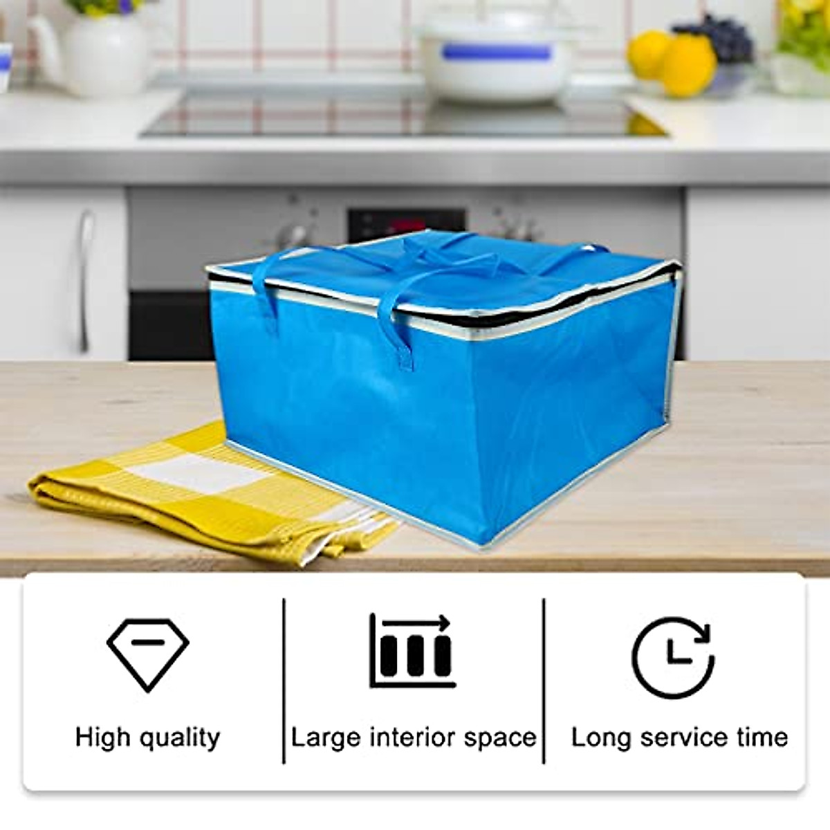Luxshiny Food Delivery Bag Food Delivery Bags Insulated Reusable Grocery Bag Professional Catering Transportation Bag for Hot Cold Lunch Containers Beverages Drink Packaging Blue Portable