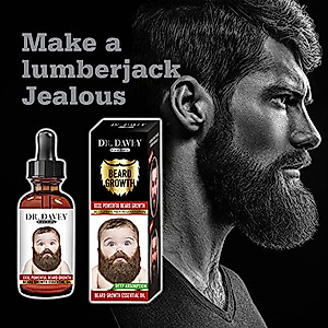 DR.DAVEY Beard Growth Oil for Men Castor Oil Beard Growth Serum Mustache Oil Facial Hair Oil Growth Thicker Fuller