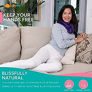 SunnyBay Microwave Heating Pad, Microwavable Heated Neck and Shoulder Wrap with Wide Neck Coverage, Hands-Free Moist Aromatherapy Hot or Cold Pack with Lavender, FSA HSA Approved, 26x5 Inches, Purple