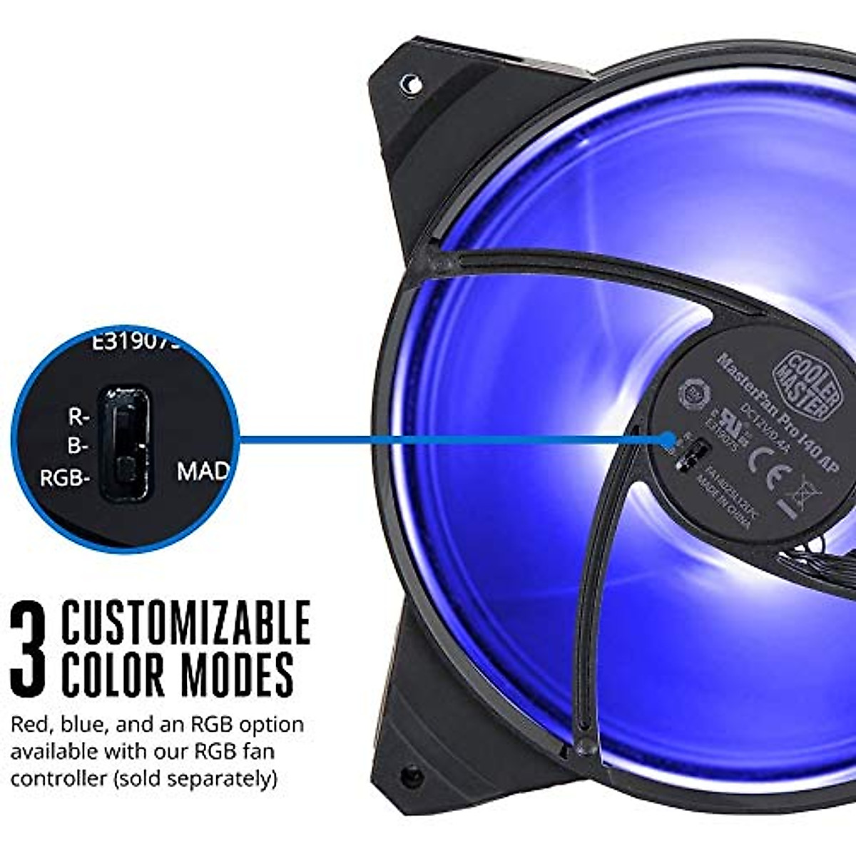 Cooler Master MasterFan Pro 140 Air Pressure RGB- 140mm Static Pressure RGB Case Fan for 4-Pin 12V, Computer Cases CPU Coolers and Radiators