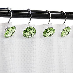 Gibelle 4 Pcs Bathroom Shower Curtain Set with Non-Slip Rugs, Toilet Lid Cover and Bath Mat, Sage Green Diamond Shaped Shower Curtain Hooks Set of 12