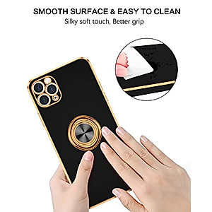 BENTOBEN iPhone 11 Pro Max Case, Phone Case iPhone 11 ProMax, Slim Fit Kickstand Ring Holder Shockproof Protection Soft TPU Bumper Drop Protective Girls Women Boy iPhone 11 ProMax 6.5 Cover,Black/Gold