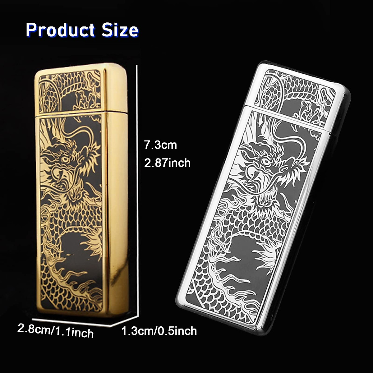 Windproof Butane Gas Filled Lighter, Jet Flame Dragon Lighter, Refillable Torch Lighter with Adjustable Flame for Camping, Outdoor Activities, Candles and More - Lightweight, Stylish and Portable-Gold