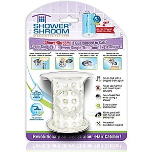 ShowerShroom The Revolutionary 2" Stand-Up Shower Stall Drain Protector Hair Catcher/Strainer, White