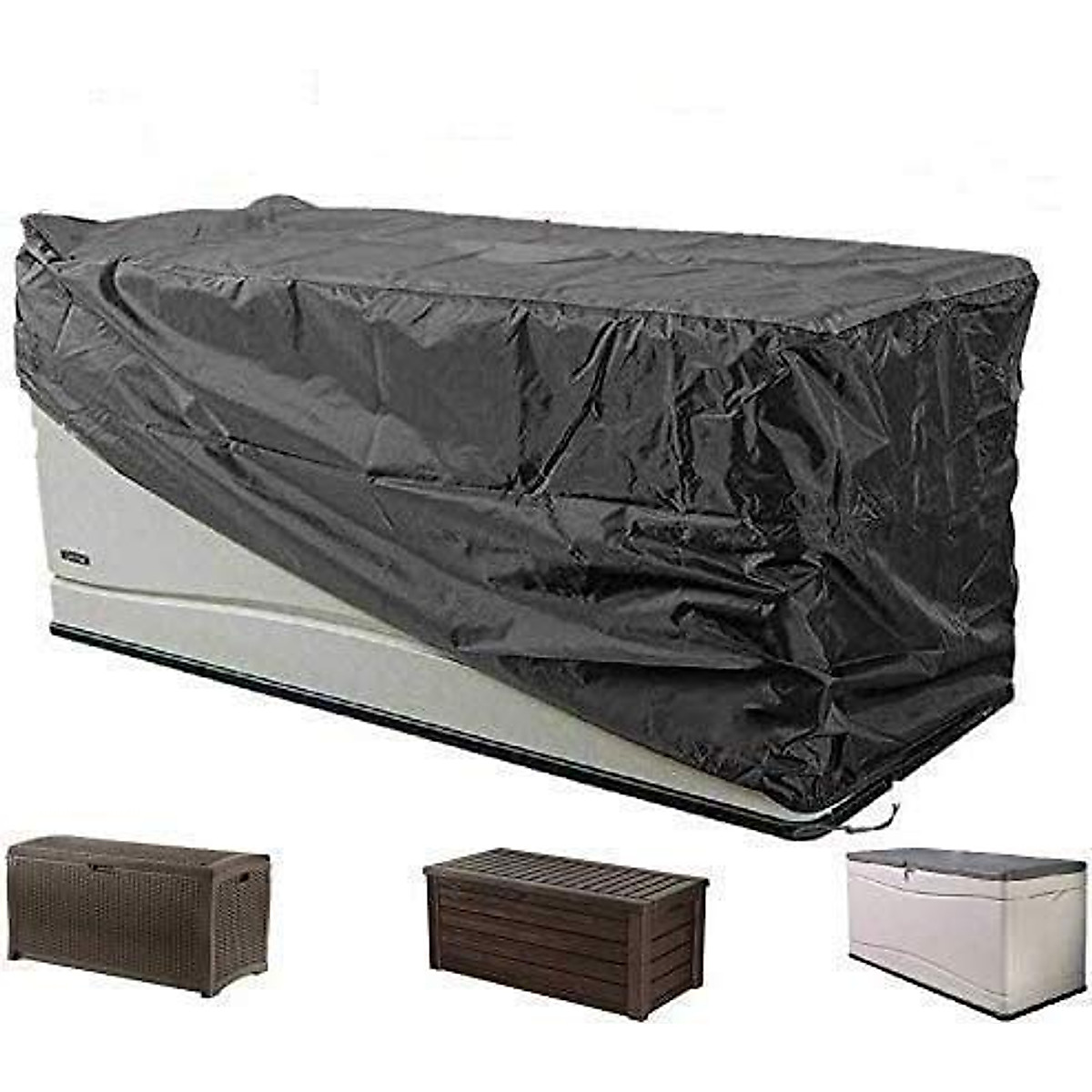 Outdoor Deck Box Cover 420D Waterproof Patio Storage Box Cover Outdoor Deck Box Ottoman Bench Cover Protects from Outdoor Rain Wind and Snow Black 48"L x 24"W x 22"D