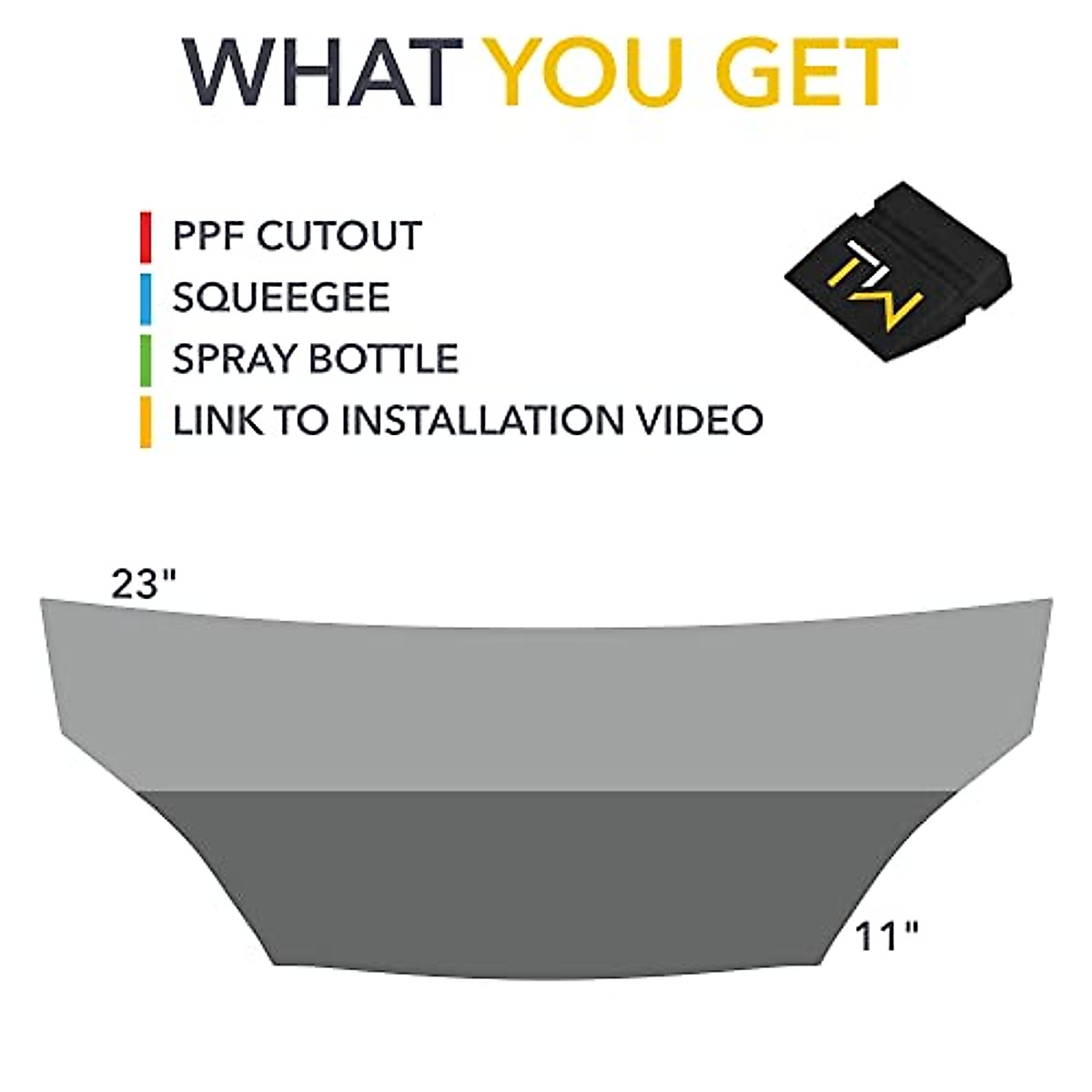 TWRAPS Hood Clear Protection Film (PPF) for Tesla Model S (2016+ Including Plaid) 8mil 11"