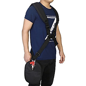 Weed Eater Strap - Grass String Trimmer Attachments Weed Wacker Whacker Harness Shoulder Strap - Adjustable Weed Trimmer Brushcutter Double Shoulder Pad Strap for Carry Hook Garden Lawn Mower, Black