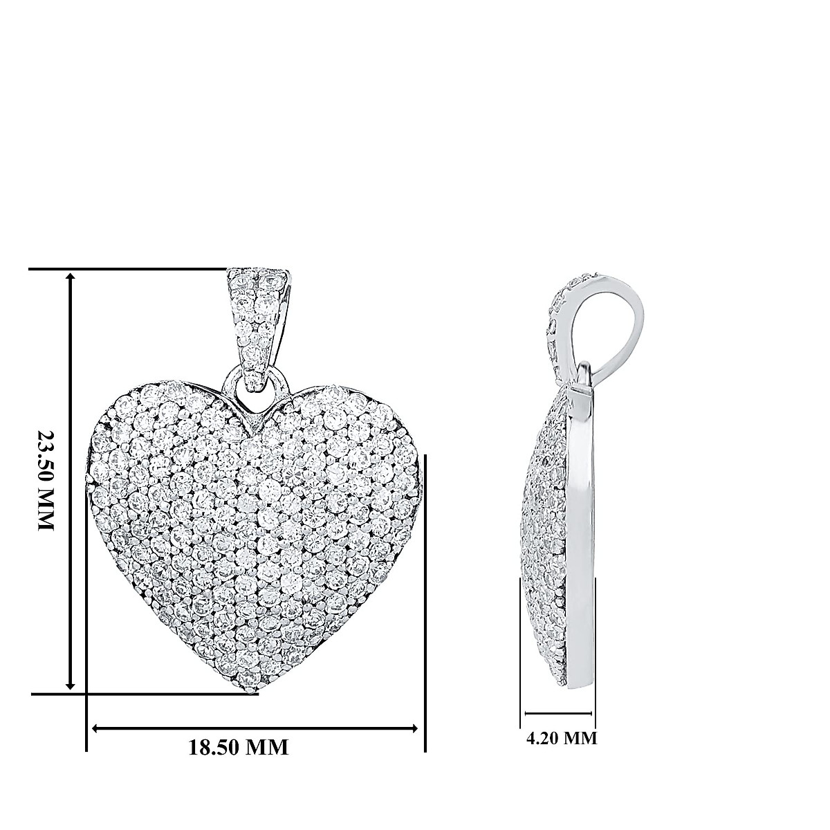 Jenelia Jewelers 1.25 to 3.00 CT. T.W. Cluster Diamond Heart Pendant Necklace for Women 925 Sterling Silver Gold Plated Cubic Zirconia Cz Jewelry (18" Free Silver Chain) (1.25 CT (Cluster Heart_3))