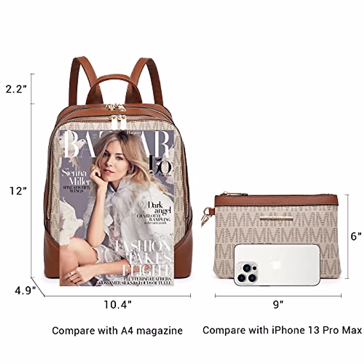 MKP Women Fashion Medium Backpack Purse (Beige and Beige)