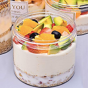 Rocutus 12oz Clear Plastic Storage Jars Containers,8 Pack Refillable Wide-Mouth Plastic Slime Storage Containers for Beauty Products,Kitchen & Household Storage - BPA Free (12 OZ)