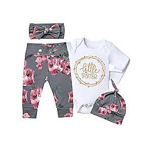 Baby Girl Clothes Newborn Girl Clothes Little Sister Long Sleeve Romper Pants Set Baby Clothes for Girls Baby Girl Fall Outfits Newborn Girl Outfits