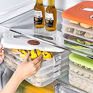 Jonvin 4-Layer Food Storage Containers,Food Storage Containers with Lids Dumpling Storage Box,Good Sealing,Stackable Dumpling Food Containers