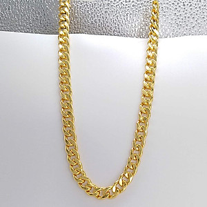 TUOKAY 18K Faux Gold Chain Necklace, 90s Punk Style Necklace Costume Jewelry, Hip Hop Turnover Chain Necklace, Stainless Steel (24 inches, 10mm)