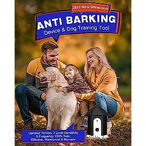 NOLTSE Anti Barking Device, Automatic Ultrasonic Dog Barking Control Devices & Dog Training Tools, Outdoor Waterproof Bark Box with 3 Levels & 50 Ft Range, Dog Barking Deterrent Safe for Human & Dog