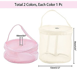NBEADS 2 Pcs Empty Mesh Yarn Bags, Portable Knitting Bag Organza Storage Cases Tote Bags Crochet Thread Sewing Accessories for Yarn Storage (Pink and Navajo White)