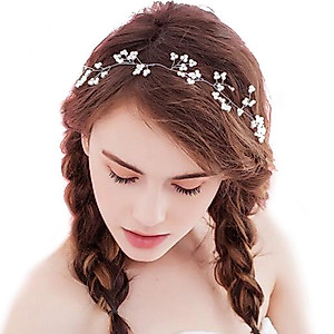 Missgrace Bridal Vintage Silver Hair Vine Wedding Crystal Headband Hair Accessories-Women and Girls Hair Accessory for Special Occasions