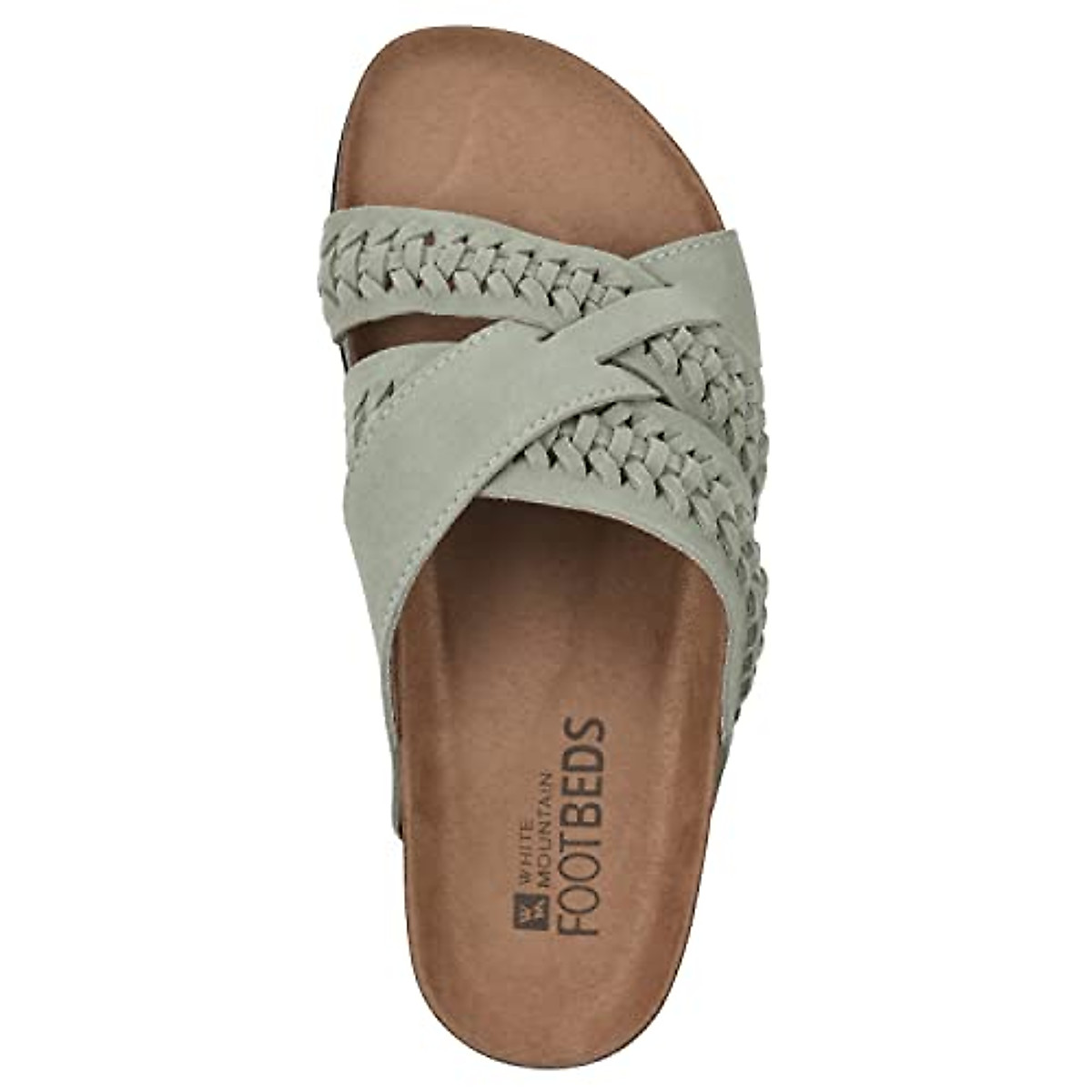 WHITE MOUNTAIN Women's Harding Footbed Sandal, Sage Green/Suede, 9 M
