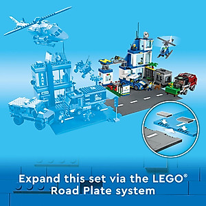 LEGO City Police Station with Van, Garbage Truck & Helicopter Toy 60316, Gifts for 6 Plus Year Old Kids, Boys & Girls with 5 Minifigures and Dog Toy