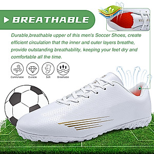Indoor Soccer Shoes Mens Soccer Cleats Women Turf Soccer Shoes Men Zapatos de Futbol para Hombres Football Cleats Women Tacos de Futbol para Hombre Tacos de Futbol Youth Futsal Shoes TF White