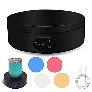 YVV Motorized Rotating Display Stand, Cup Display Turner Stand, Electric Rotating Base for Glitter Tumblers, 360 Automatic Mute Rotating Turntable with 4 Colors Backgrounds for Epoxy Cup Display