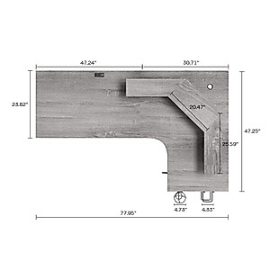 DAR CORE Computer Gaming L-Desk with Power, Gray/Black