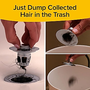 Mer-Maid Drain Magic AS-SEEN-ON-TV Replace Broken or Missing Bathroom Drain Stoppers in Seconds, No Tools, Push To Fill, Hair Catcher Prevents Clogs, Watertight Silicone Seal,Chrome Plated Solid Brass