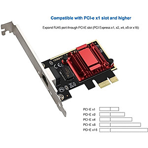 RTL8125B 2.5Gbps PCIe Ethernet Network Card | 2500/1000/100Mbps Multi-Gigabit NIC | RJ45 LAN Adapter with PXE Boot | Plug & Play for Windows/Linux/macOS