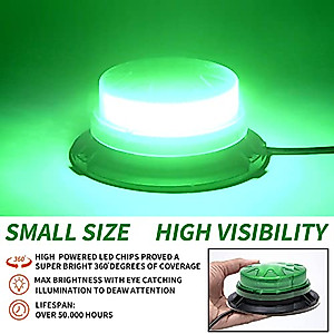AUXMOTEC Green Led Emergency Strobe Beacon Lights with Magnetic Mount and 8 Flash Models Warning Safety Flashing Rooftop Signal Lamps for Vehicles Forklift Truck Tractor Golf (24-LED 12V-24V)