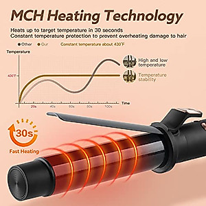 Rotating Curling Iron, WeChip 1.25 Inch Automatic Curling Iron, Curling Wand for Long Short Hair, Automatic Hair Curler with LED Display, Tourmaline Ceramic Barrel, 5-Temps (Up to 430°F), Dual Voltage