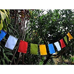 Blank prayer flags set of 10 flags surged edge. five Tibetan traditional colors which are Yellow, green, red, white and blue. Each color represents an element.