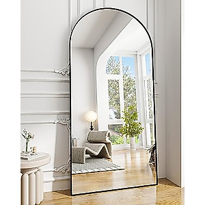 Koonmi 30"x71" Arched Full Length Mirror, Black Large Floor Mirror with Aluminum Alloy Frame Standing Hanging or Leaning Wall-Mounted Full Body Mirror for Living Room and Bedroom