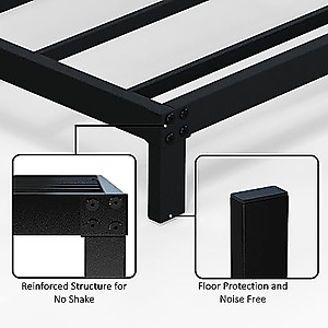 EMODA 6 Inch King Bed Frame No Box Spring Needed, Heavy Duty Metal Platform with Steel Slats, Noise Free, Easy Assembly, Black