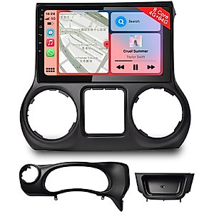 IYING 10 Inch Car Stereo Radio Wireless CarPlay Android Auto 4GB+64GB 8-Core 1280x720 Touch Screen Android 10 for Jeep Wrangler 2011-2014 AM/FM WiFi Bluetooth GPS Navigation in-Dash Car Multimedia