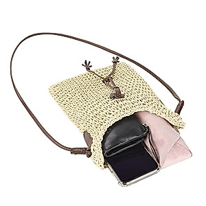 Youjaree Womens Small Straw Crossbody Bag Handwoven Beach Shoulder Bag Handbag Purse with Tassel for Summer (Beige)