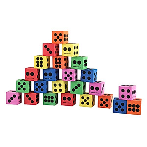 Qidiwin EVA Foam Dices, Colorful Dot Foam Dice for Kids, Building Toys,Educational Toys, Party Supplies, 6 Colors, 24 Pcs