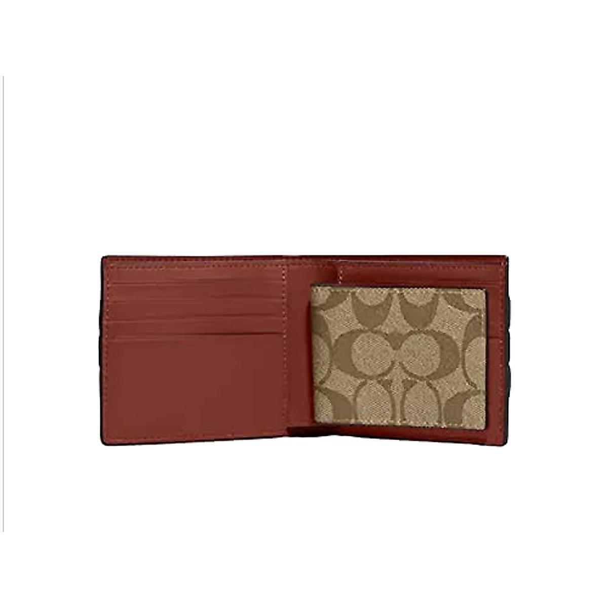 Coach Men's Boxed 3 In 1 Wallet Gift Sets (Varsity Stripe - Khaki - Terracotta Multi)