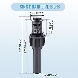 ALEASHA Bathroom Sink Drain with Overflow Vessel Sink Stopper,Pop Up Drain for Bathroom Sink Pop Up Drain Stopper for Hair Catcher,Brushed Nickel