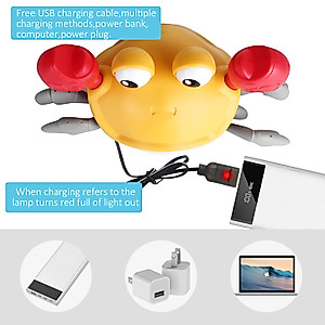 Crawling Crab Sensing Escape Toy, Tummy Time Baby Toy with Music& Lights, Interactive Kids Infant Learning and Entertainment Fun Toy Birthday Christmas, Green