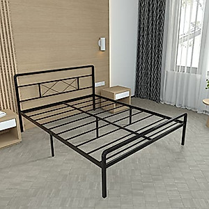 AMOBRO Queen Bed Frame with Headboard and Footboard,14 Inch Heavy Duty Metal Platform Beds Frames Easy Assembly Steel Slats Support No Box Spring Needed Non-Slip