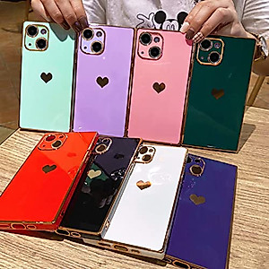 Tzomsze Square iPhone 13 Case, Cute Full Camera Protection & Electroplate Reinforced Corners Shockproof Edge Bumper Case Compatible with iPhone 13 [6.1 inches] -Candy Pink