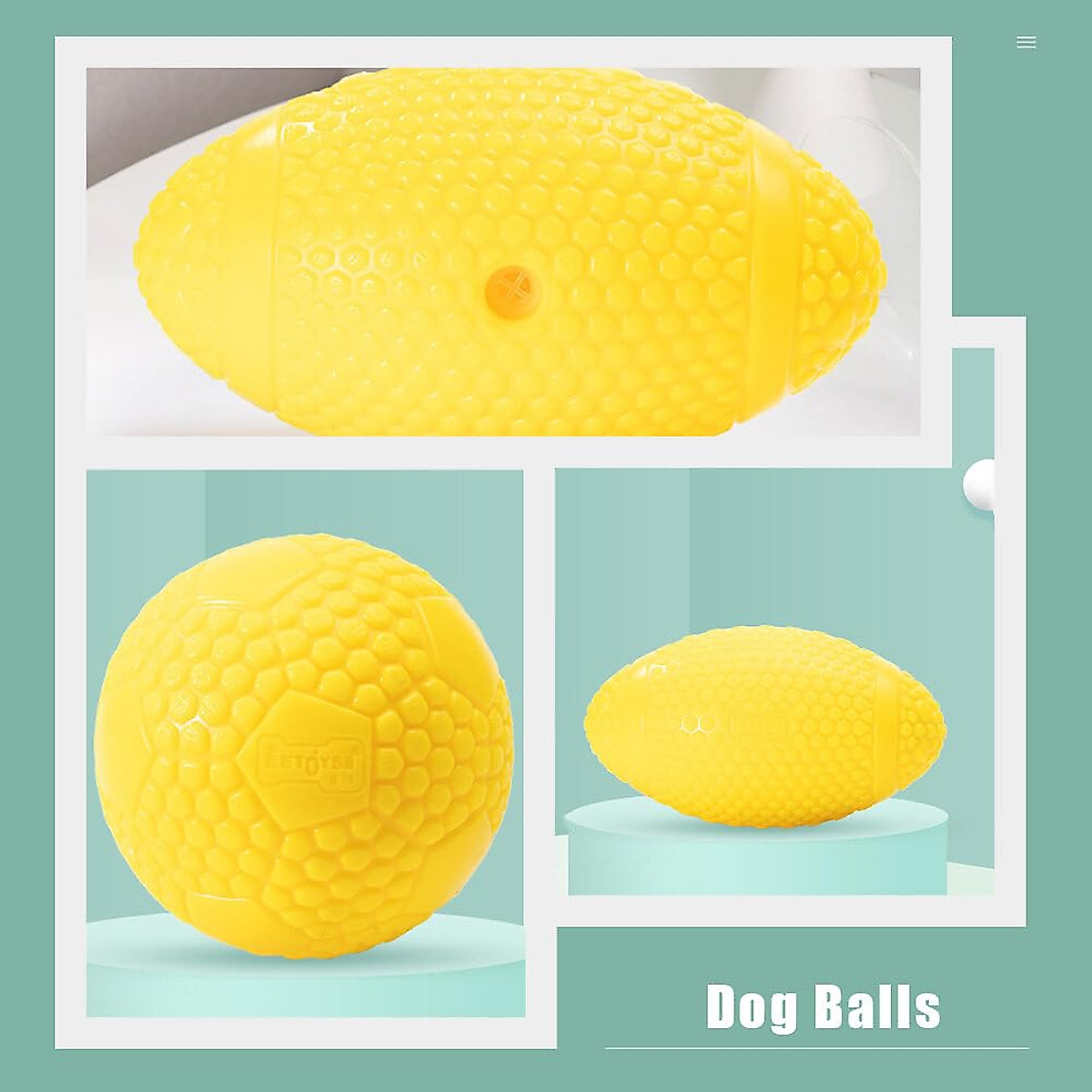 Yustery 2Pcs Dog Squeaky Balls Toys Plastic Rugby Football Toys Interactive Dog Toys Dog Bite Toys