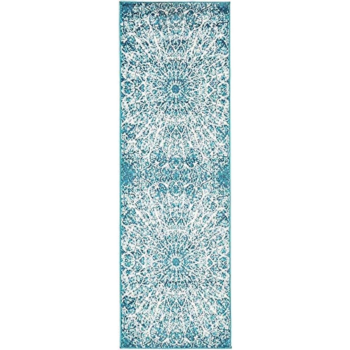 Unique Loom Sofia Collection Area Rug - Grace (2' x 6' 9" Runner, Turquoise/ Ivory)