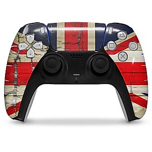 WraptorSkinz Skin Wrap compatible with Sony PS5 DualSense Controller Painted Faded and Cracked Union Jack British Flag (CONTROLLER NOT INCLUDED)