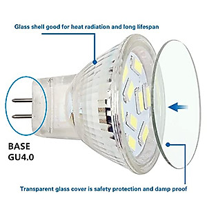 LED MR11 Light Bulbs 2W, 12V 20W Halogen Replacement, GU4 Bi-Pin Base, Daylight White 6000K (Pack of 4)