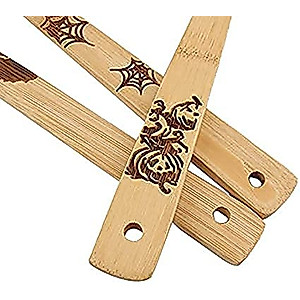 NARFIRE 5Pcs Halloween Bamboo Spatula Set Slick Halloween Print Kitchen Party Eco-Friendly Kitchenware
