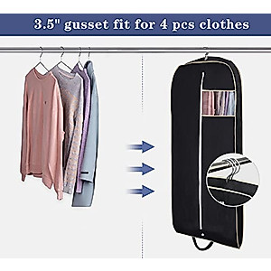 MISSLO 43" Gusseted Suit Bags for Men Travel Hanging Garment Bags Heavy Duty Suit Cover for Women Kids Clothes Shirts Short Dresses Coats, 2 Pack