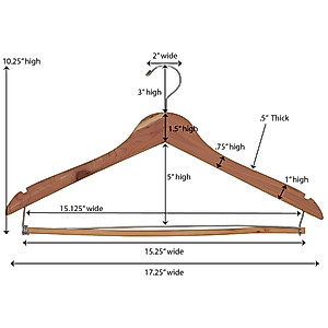CedarFresh 26340 Red Cedar Wood Clothes Hangers | Locking Trouser Bar and Swivel Hook | Set of 4