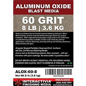 #60 Aluminum Oxide - 8 LBS - Medium Sand Blasting Abrasive Media for Blasting Cabinet and Blasting Guns.